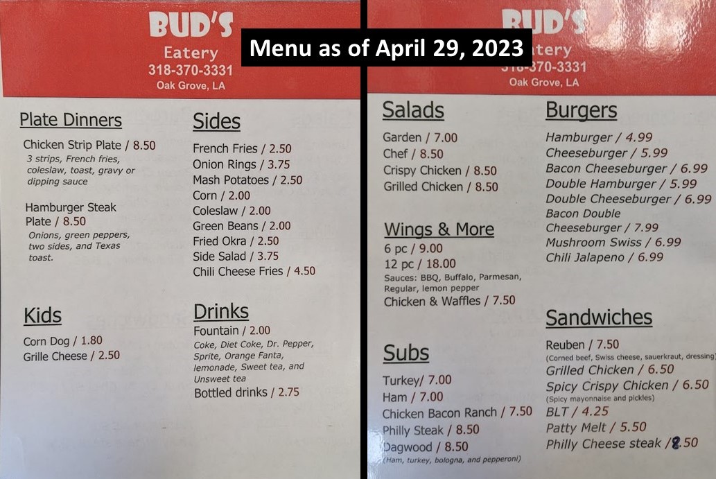 Bud's Eatery, Oak Grove - Menu, Reviews, Photos - Restaurantji