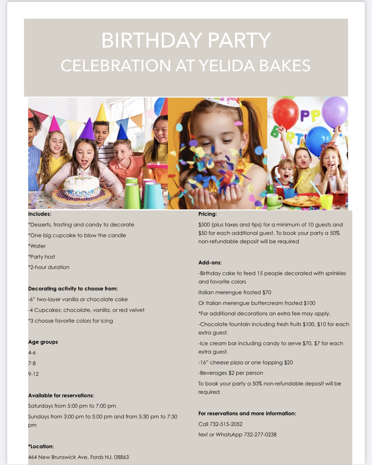 Menu for Yelida Bakes Dominican cakes, Fords, NJ - Restaurantji