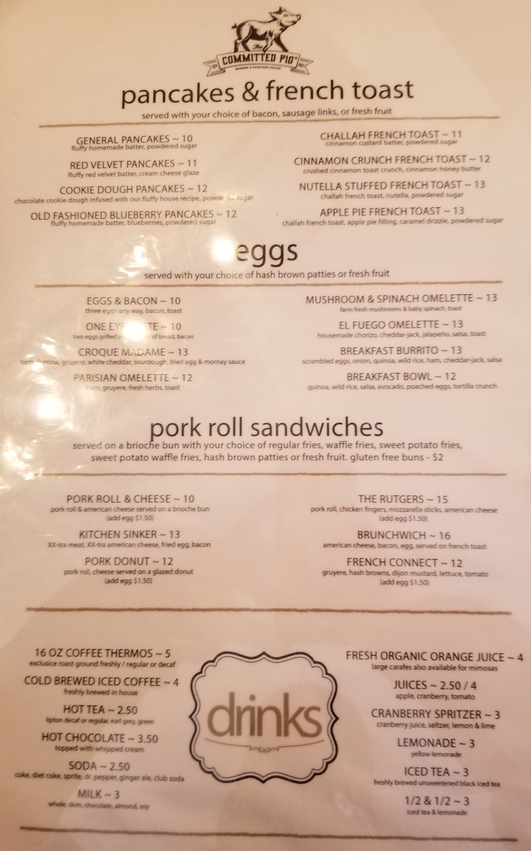Menu for The Committed Pig, Morristown, NJ - Restaurantji