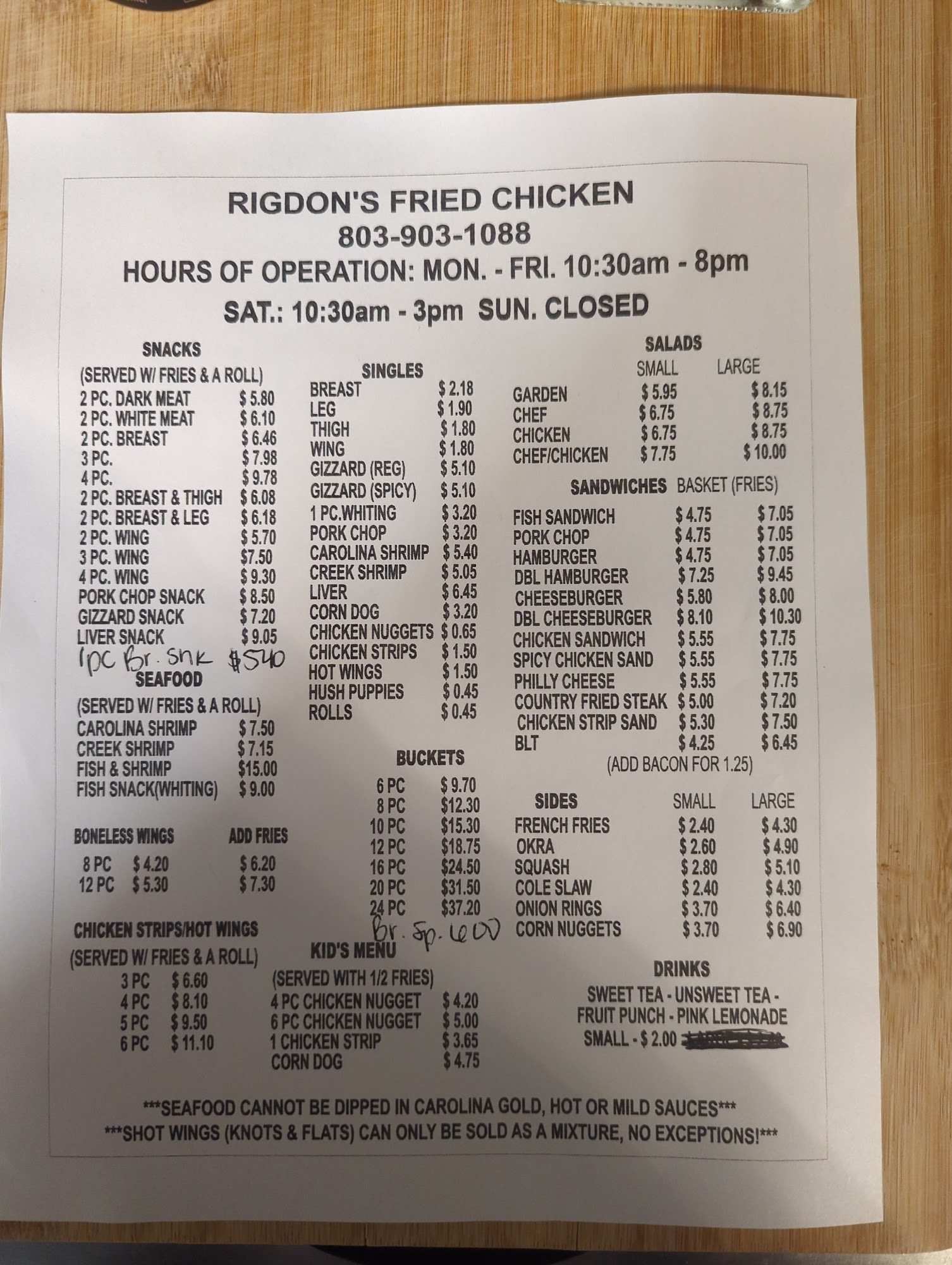 Rigdon's Fried Chicken, Yemassee - Menu, Reviews, Photos - Restaurantji