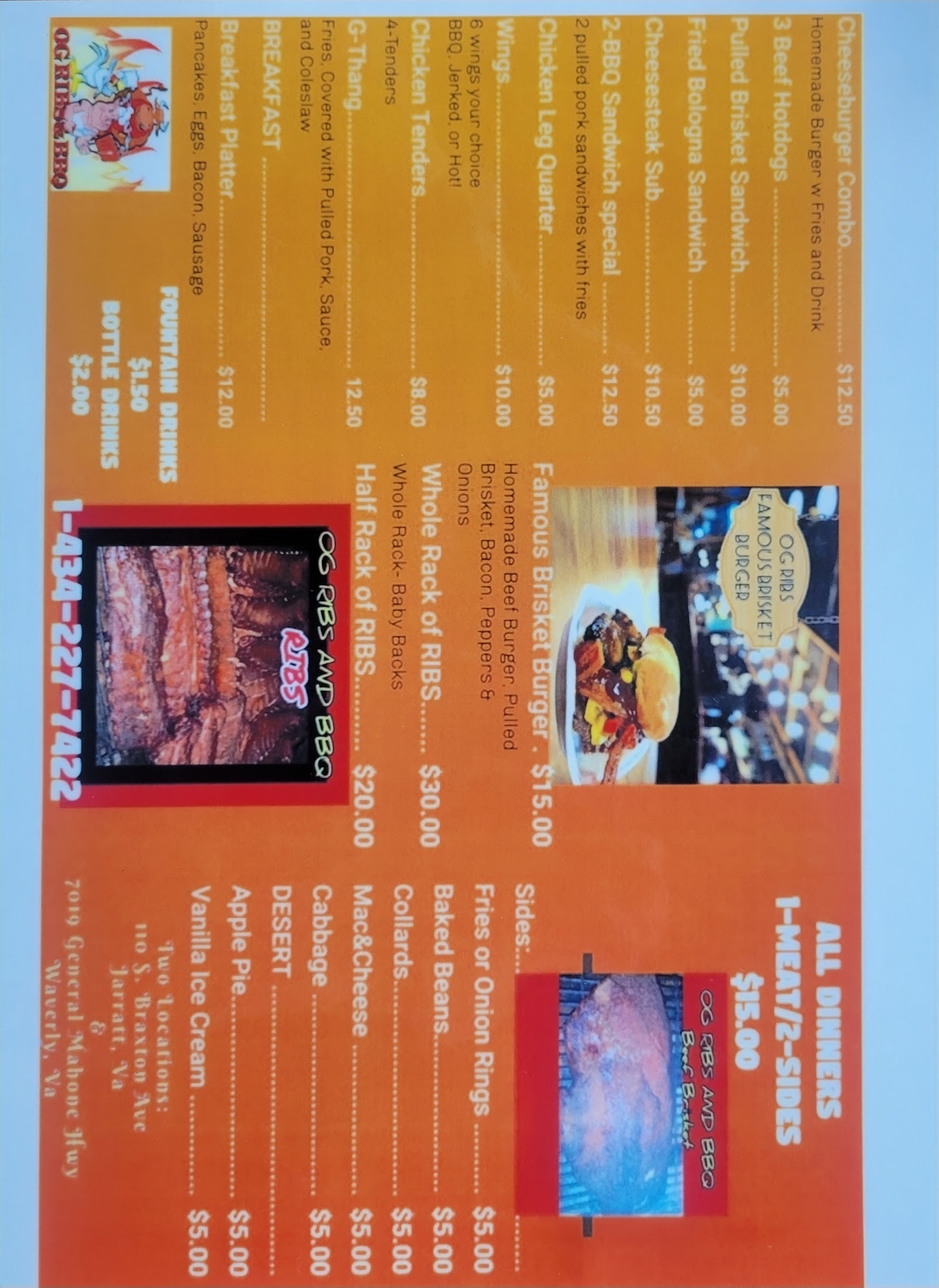 OG Ribs & BBQ, Jarratt - Menu, Reviews (29), Photos - Restaurantji